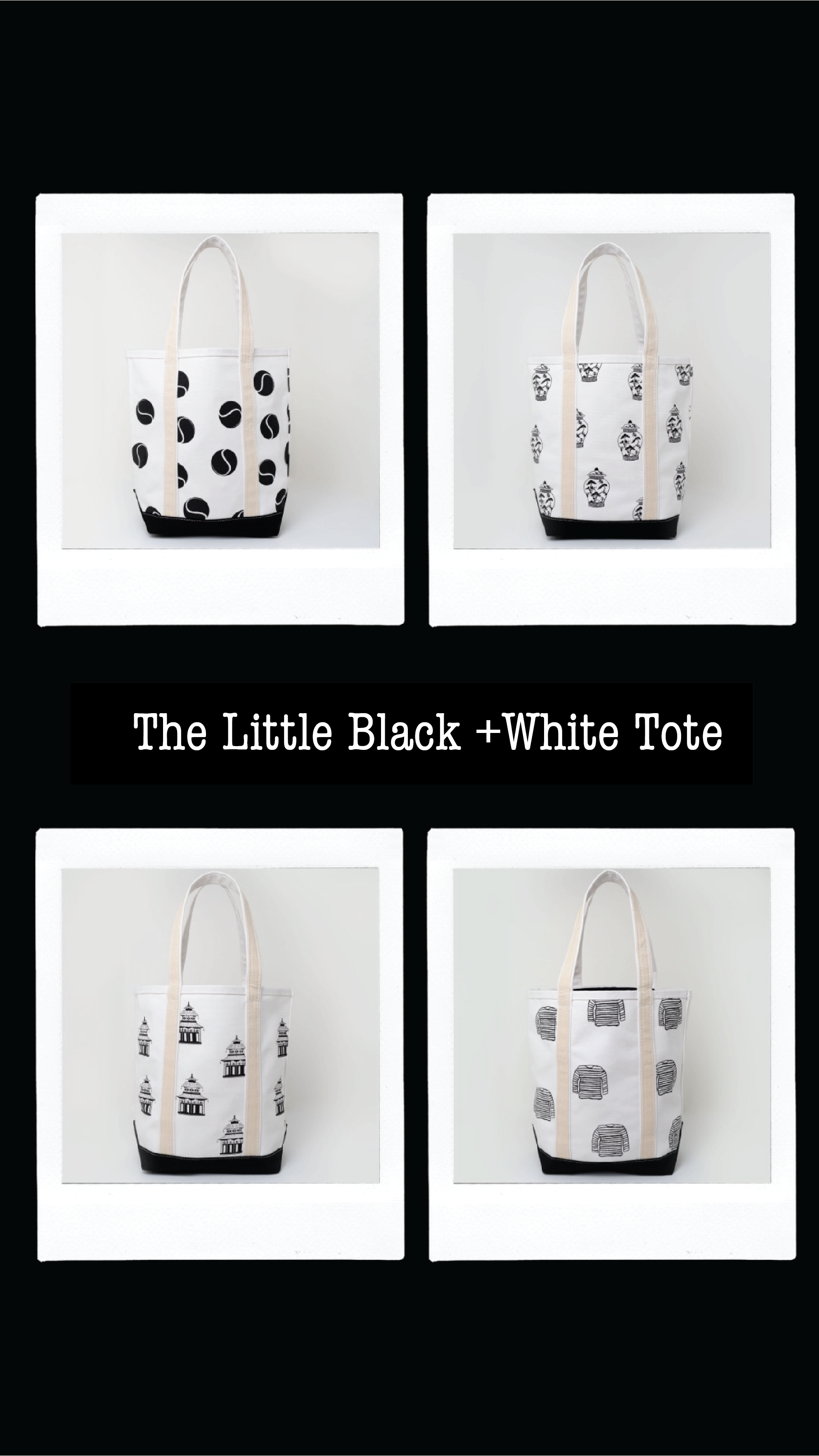The Little Black+White Tote – Crab & Cleek